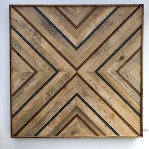 Geometric Wood Wall Art | Modern Pattern Reclaimed Wood - Etsy