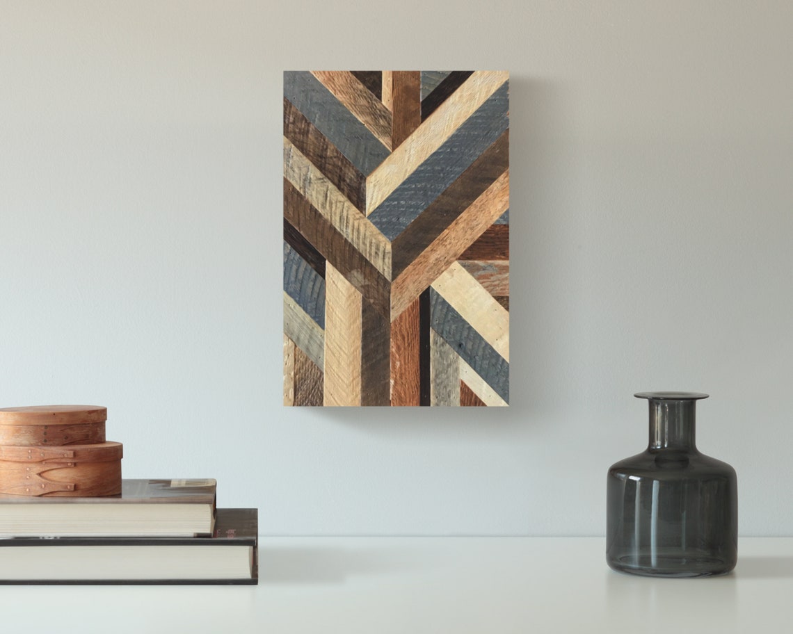 Geometric Wood Wall Art Modern Pattern Reclaimed Wood | Etsy