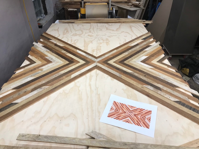 Geometric Wood Art/Barn Door Modern Pattern Reclaimed Wood | Etsy