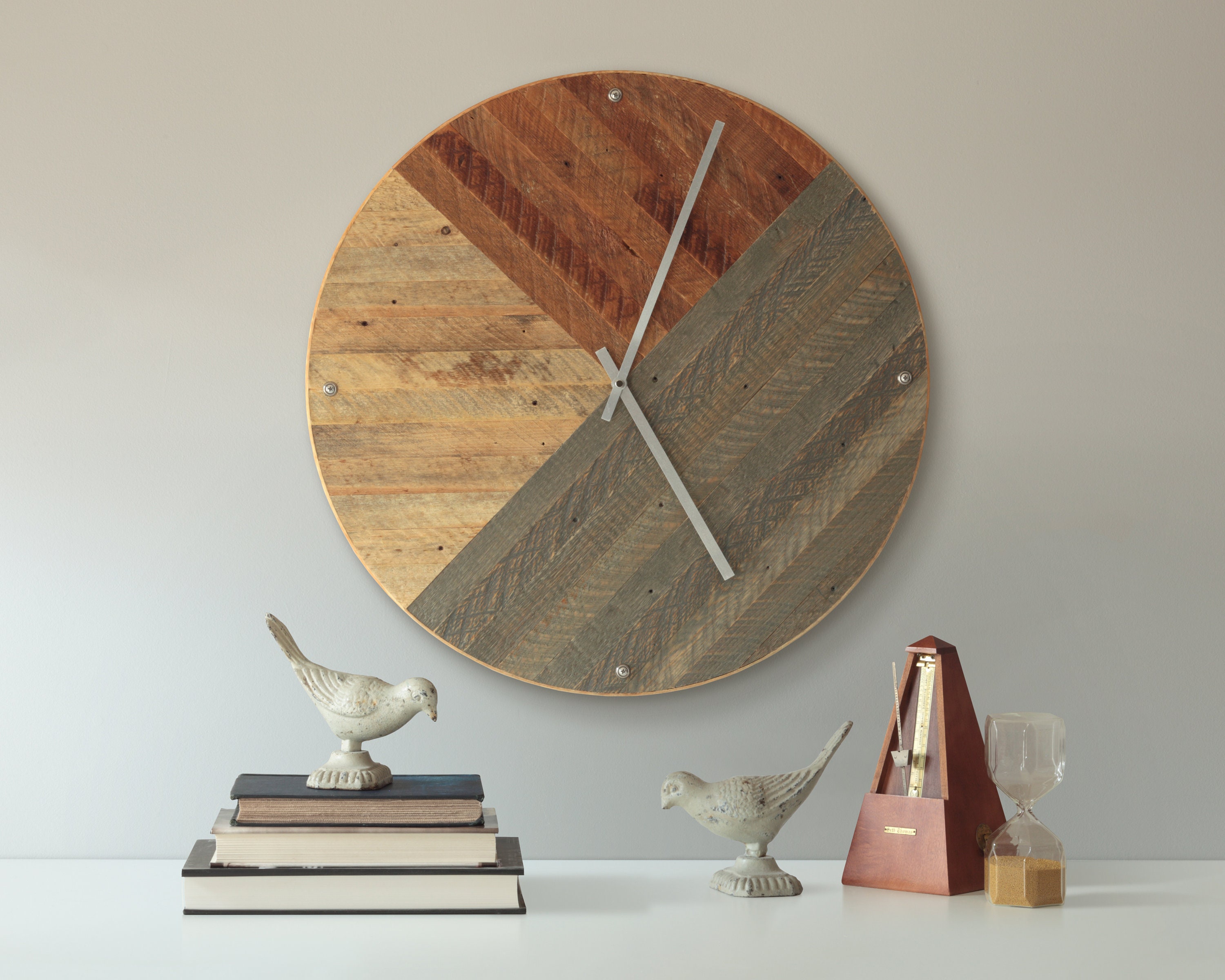 Large Reclaimed Wood Clock, Lath, Pattern, Decor, Geometric - Etsy