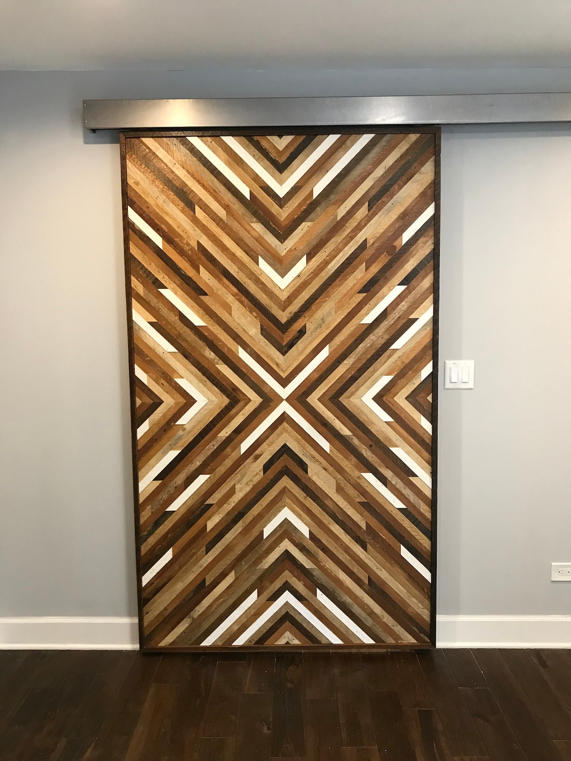 Geometric Wood Art/Barn Door Modern Pattern Reclaimed Wood | Etsy