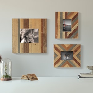 3 Reclaimed Wood Picture Frames, Lath, Pattern, Decor, Geometric - Etsy