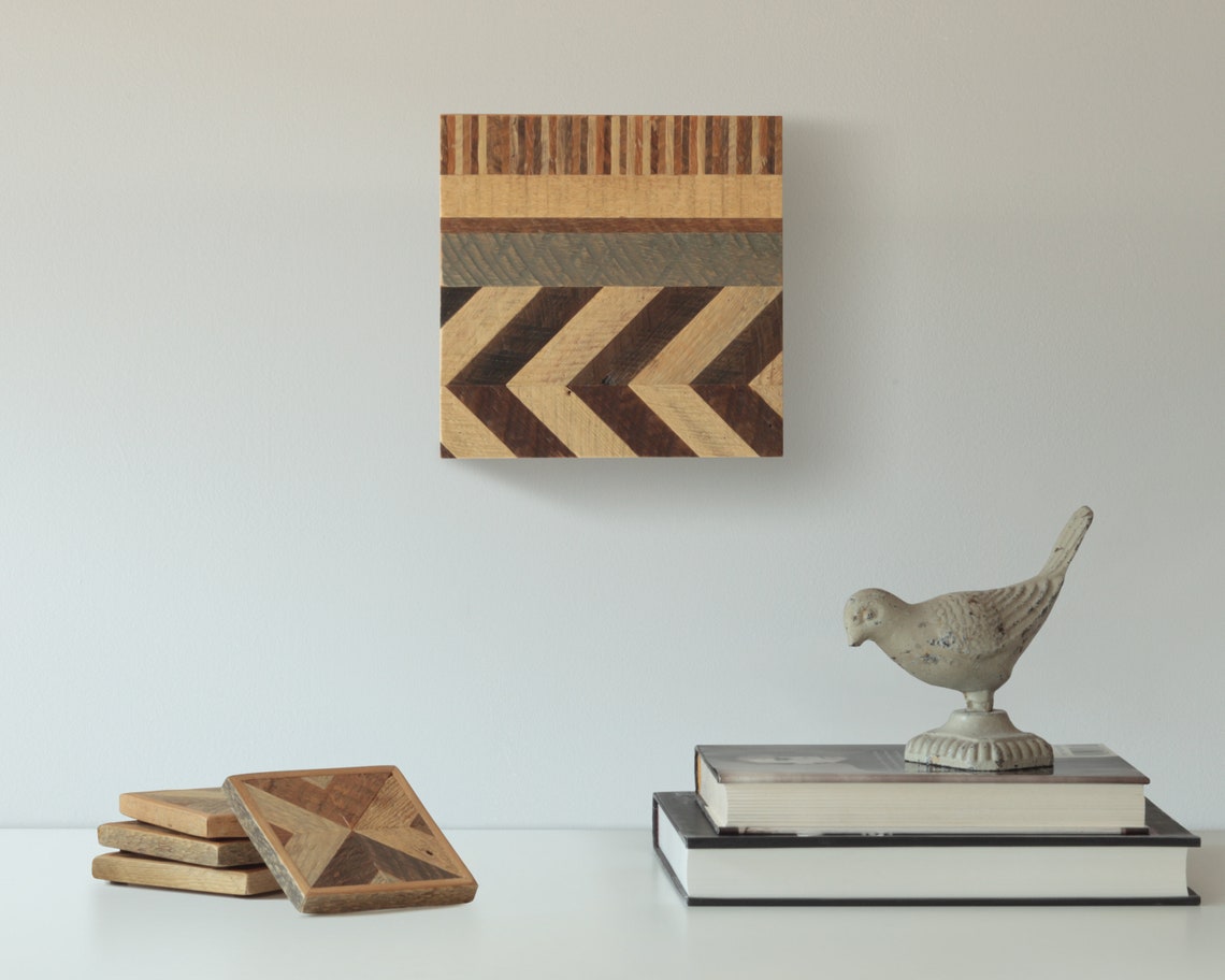 Reclaimed Wood Wall Art Lath Pattern Decor Geometric | Etsy