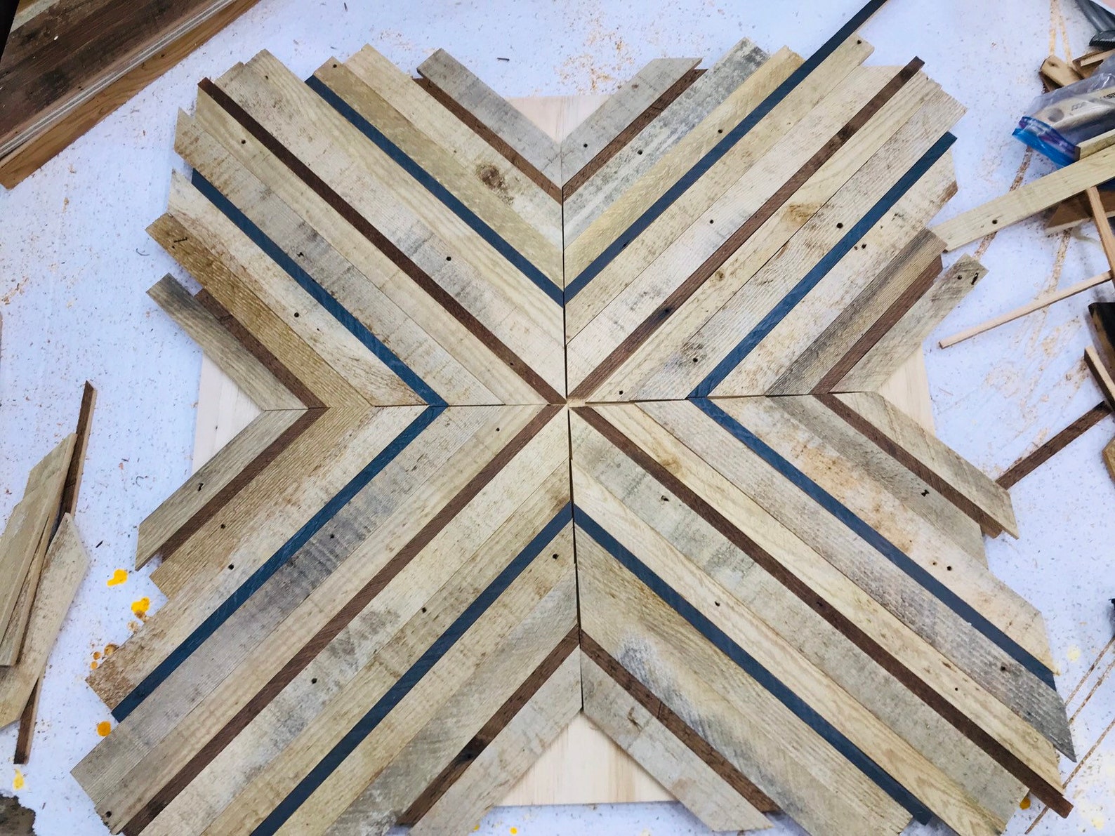 Geometric Wood Wall Art Modern Pattern Reclaimed Wood - Etsy