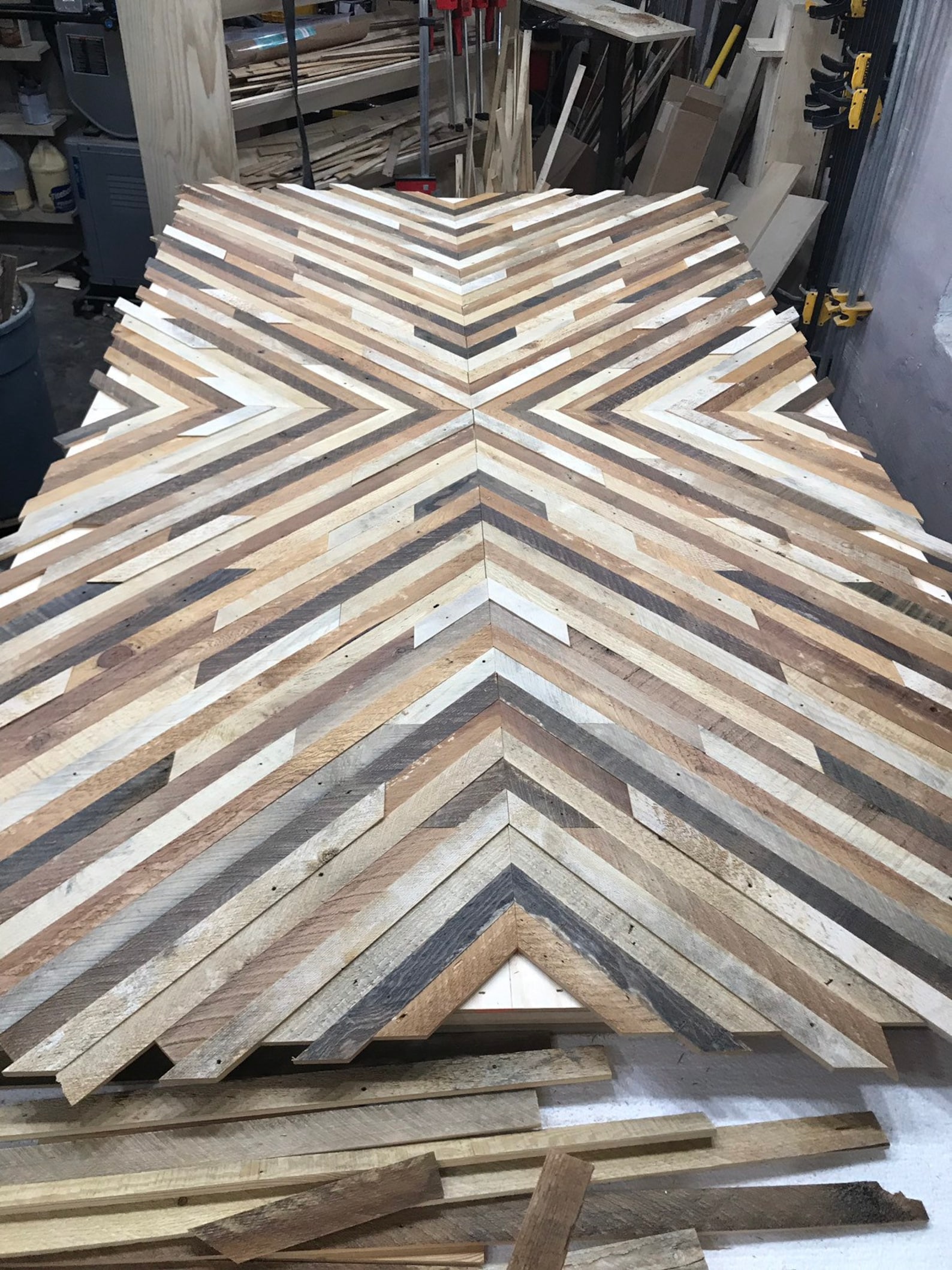 Geometric Wood Art/barn Door| Modern Pattern Reclaimed Wood - Etsy