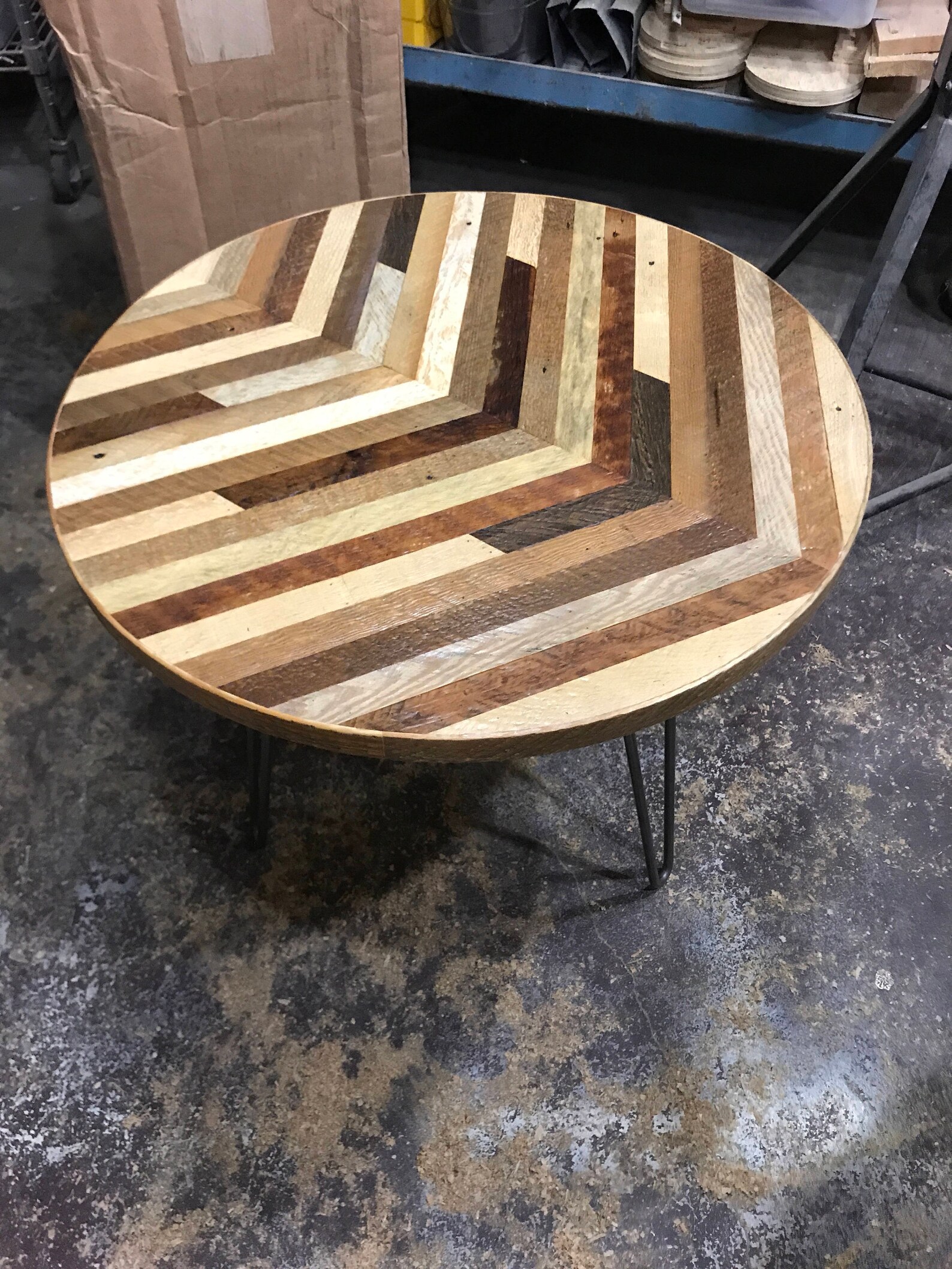 Medium Reclaimed Wood Lath Round Coffee Table | Etsy