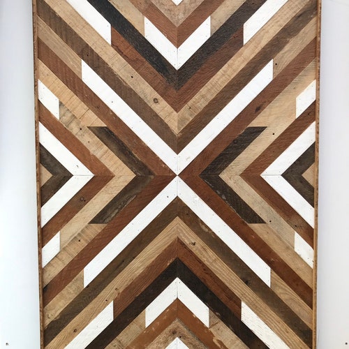 Geometric Wood Wall Art Modern Pattern Reclaimed Wood - Etsy