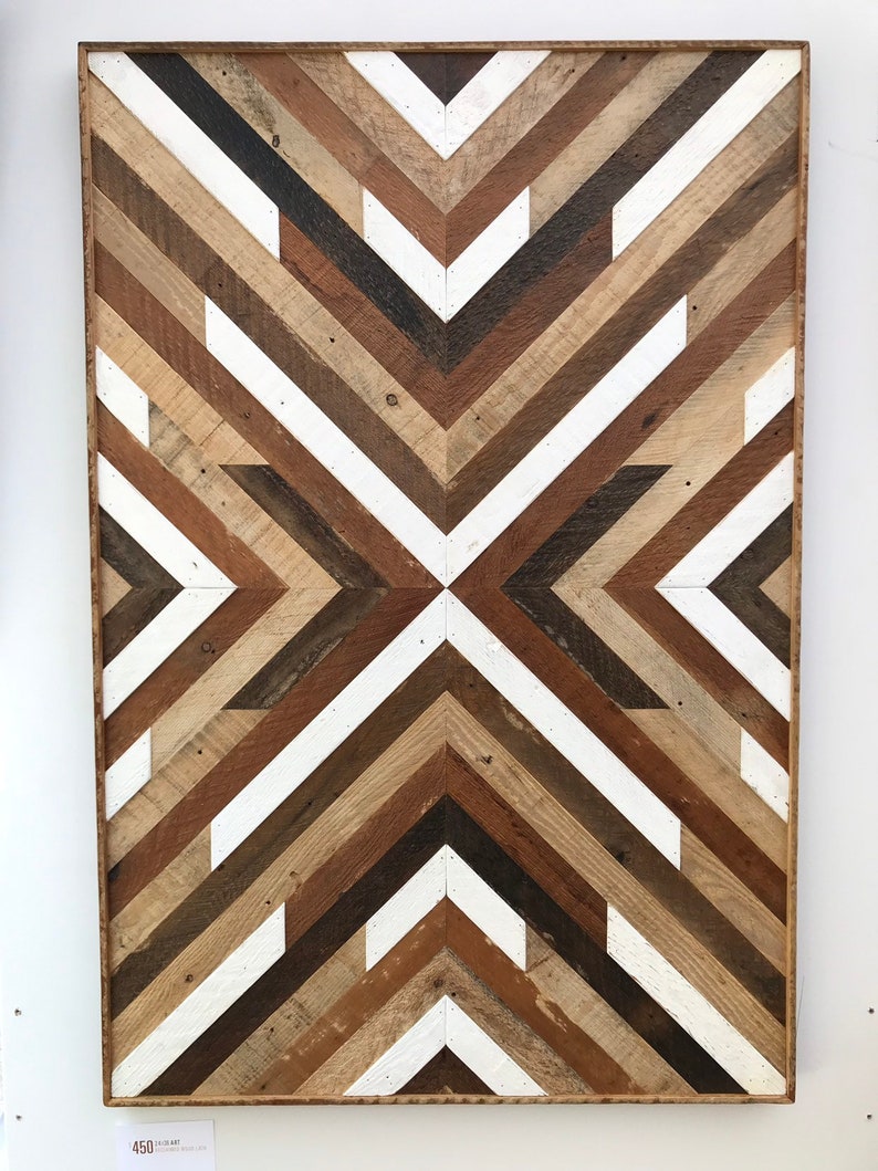 Geometric Wood Wall Art Modern Pattern Reclaimed Wood - Etsy