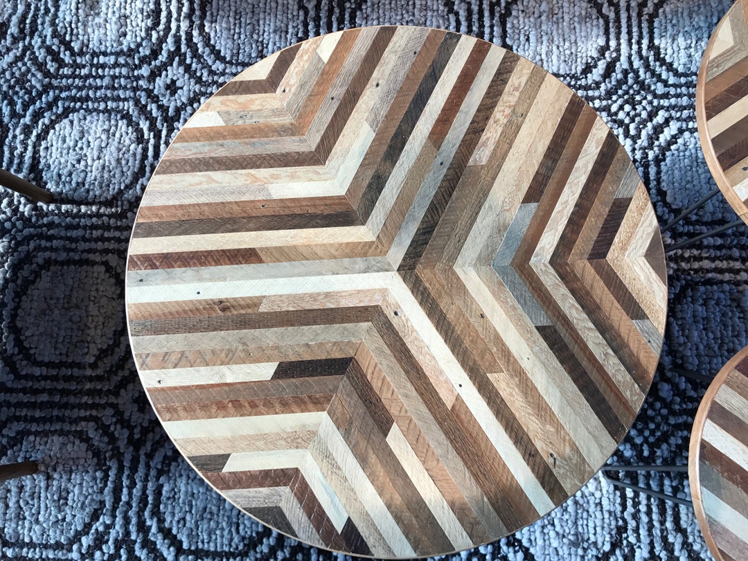 Custom Sized Round Reclaimed Wood Lath Table Top - Etsy