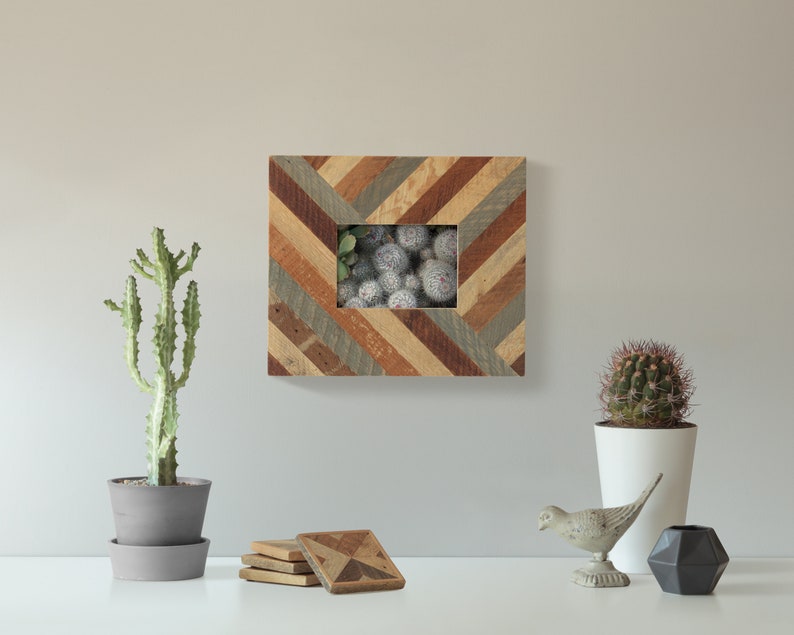 3 Reclaimed Wood Picture Frames Lath Pattern Decor | Etsy