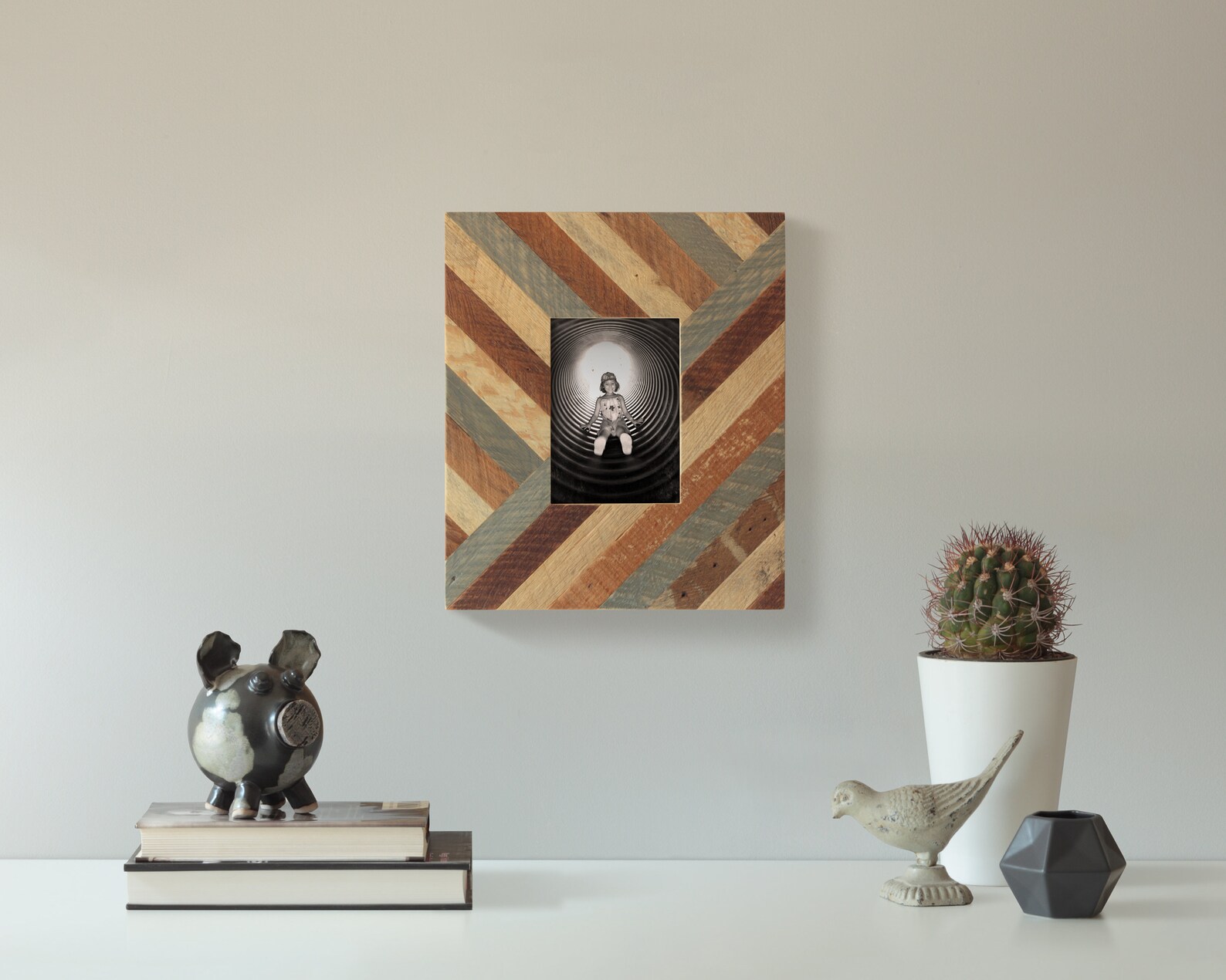 3 Reclaimed Wood Picture Frames Lath Pattern Decor | Etsy