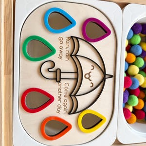 Rainbow Raindrop Sensory Bin Insert | Color Sorting | Fine Motor Skill ...