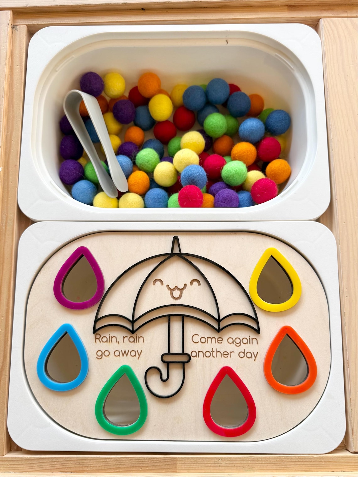 Rainbow Raindrop Sensory Bin Insert | Color Sorting | Fine Motor Skill ...