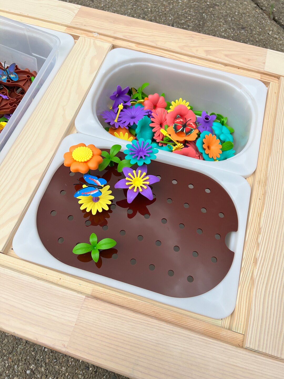 Brown Flower Garden Peg Board Insert for TROFAST Bin, Sensory Bin ...