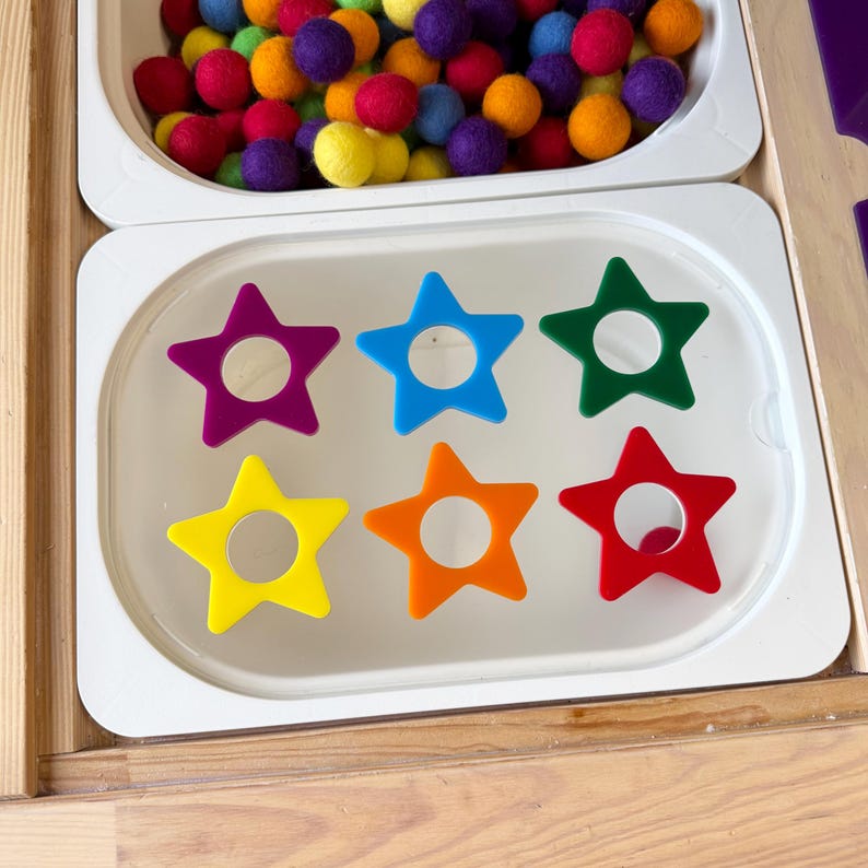Star Color Sorting Sensory Bin Insert | Montessori Color Sorting Toy ...