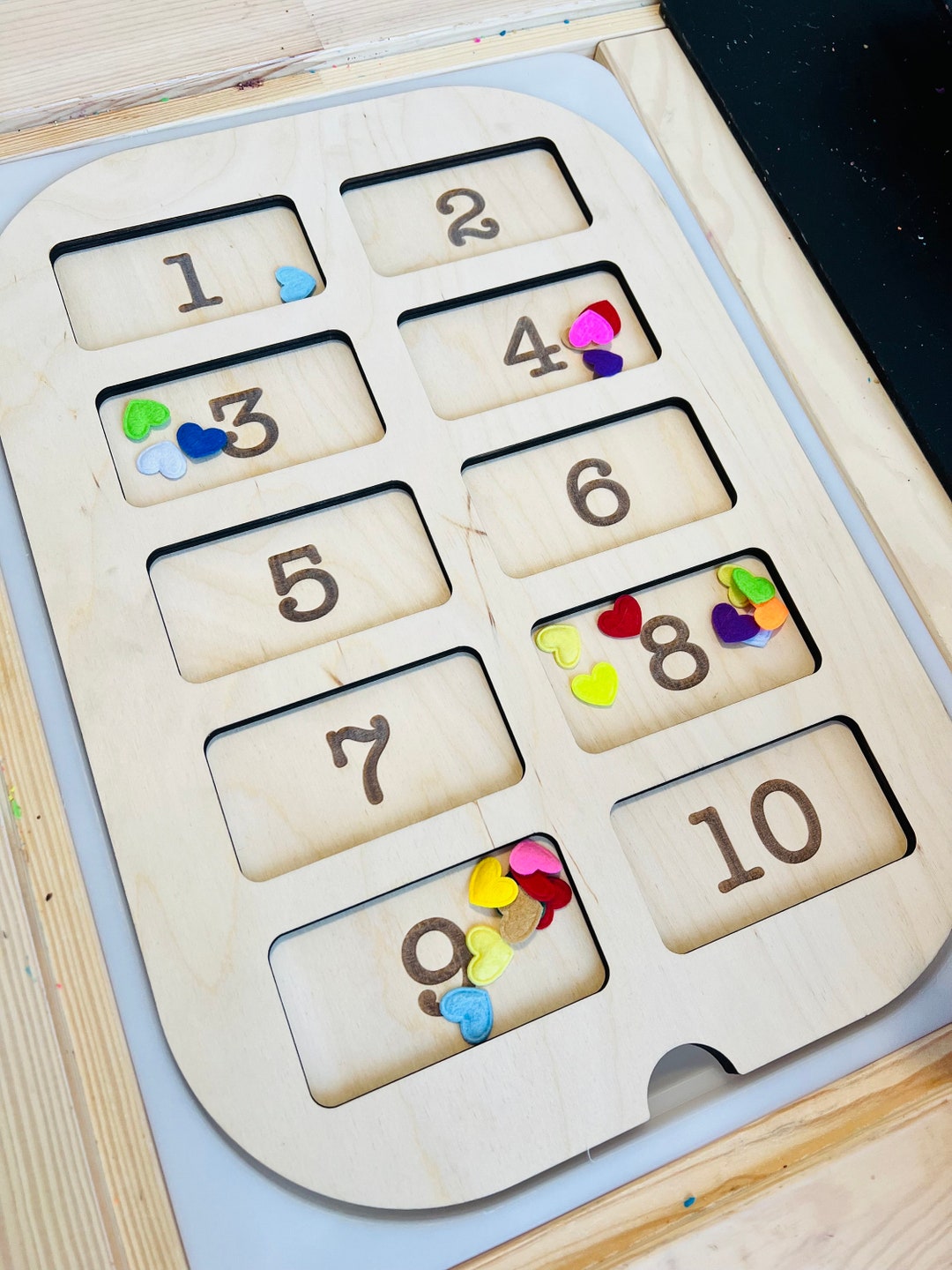 Wooden Number Counting Sensory Bin Insert, Ten Frame - Etsy