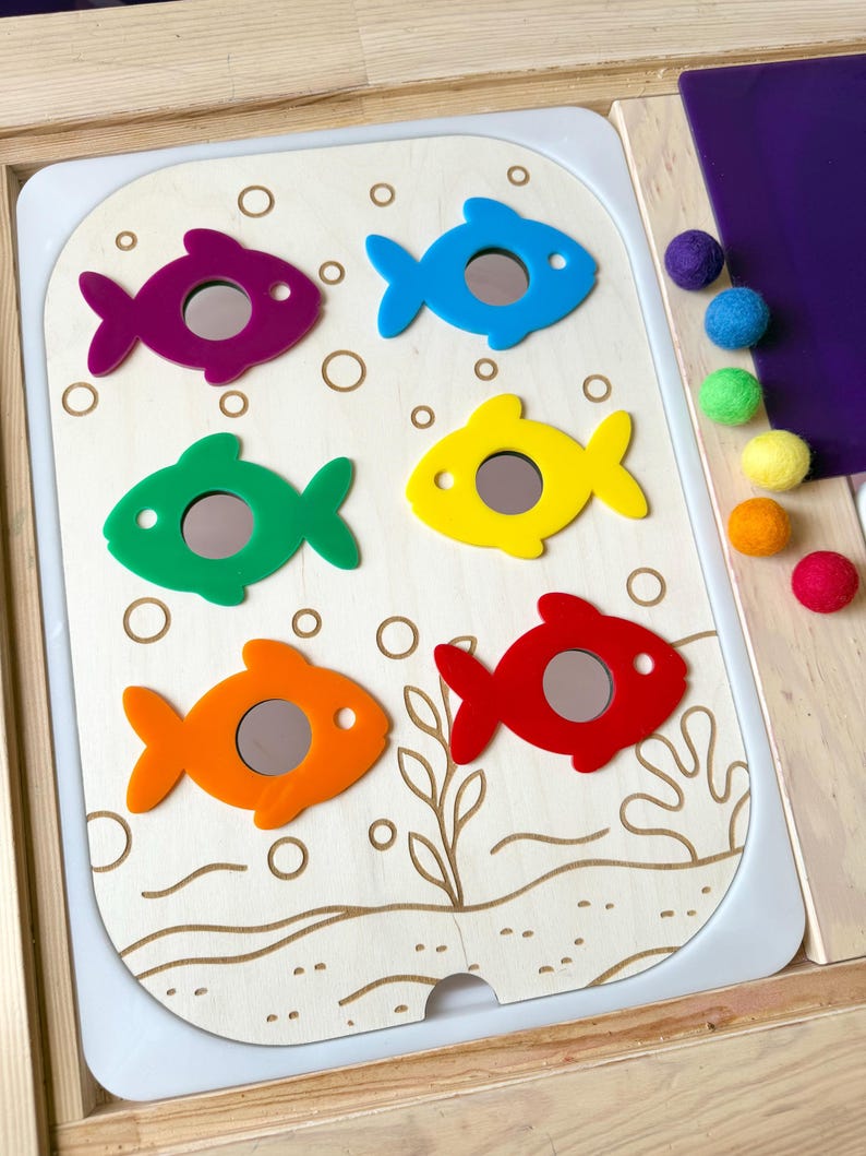 Color Matching Fish Sensory Bin Insert: IKEA Trofast Compatible, Wood ...