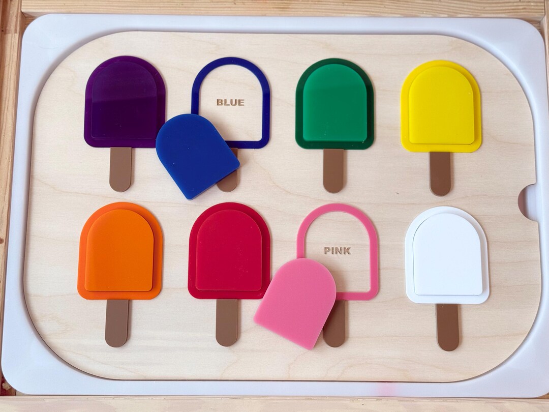 Match the Popsicle Sensory Bin Insert | Color Matching Wooden Puzzle ...