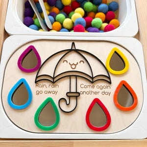 Rainbow Raindrop Sensory Bin Insert | Color Sorting | Fine Motor Skill ...