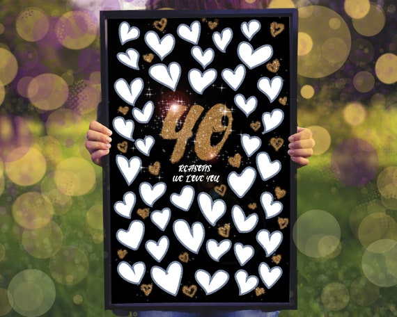 40 Reasons We Love You Printable 40th Birthday Gift for | Etsy