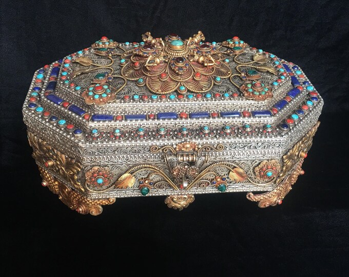 Nepali Royal Jewelry Treasure Box With Gem Inlay - Etsy