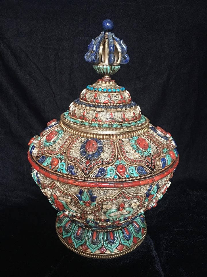 Masterpiece Pure Silver Gulpa Offering/storage Jar Crafted With Gem ...