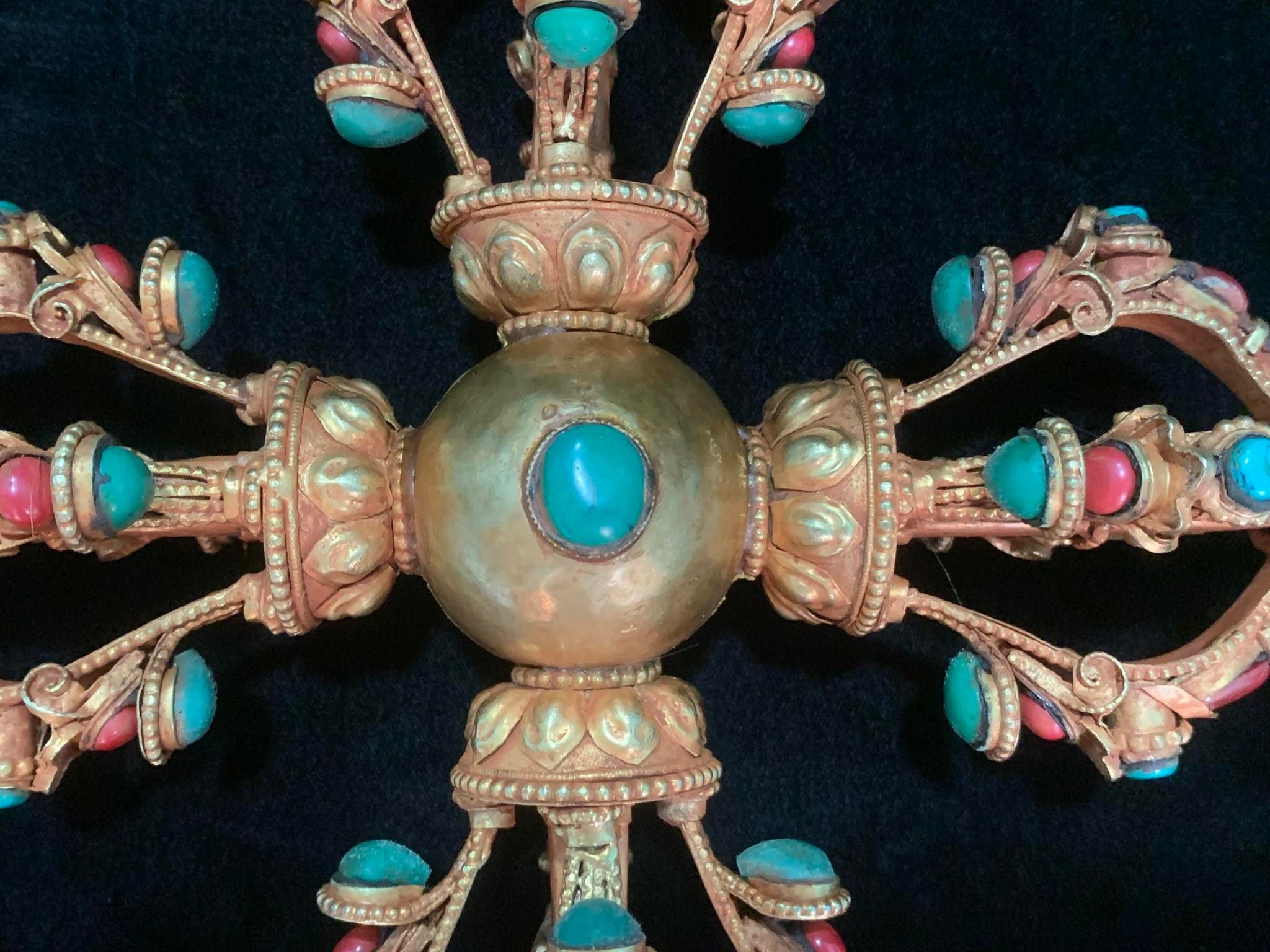 Magnificent Gilt Double Vajra With Semi-precious Stonework - Etsy