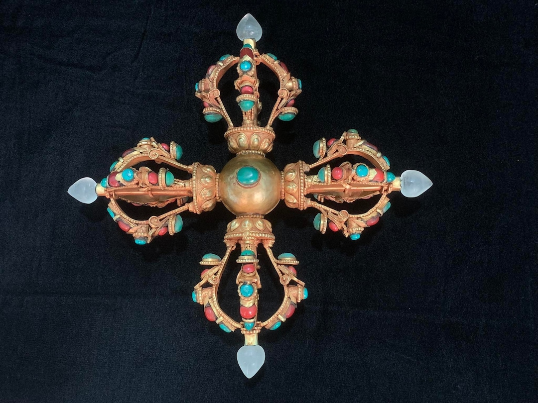 Magnificent Gilt Double Vajra With Semi-precious Stonework - Etsy