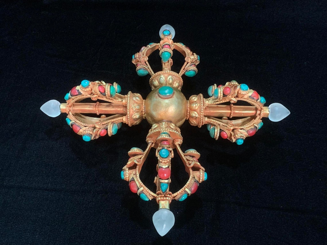 Magnificent Gilt Double Vajra With Semi-precious Stonework - Etsy