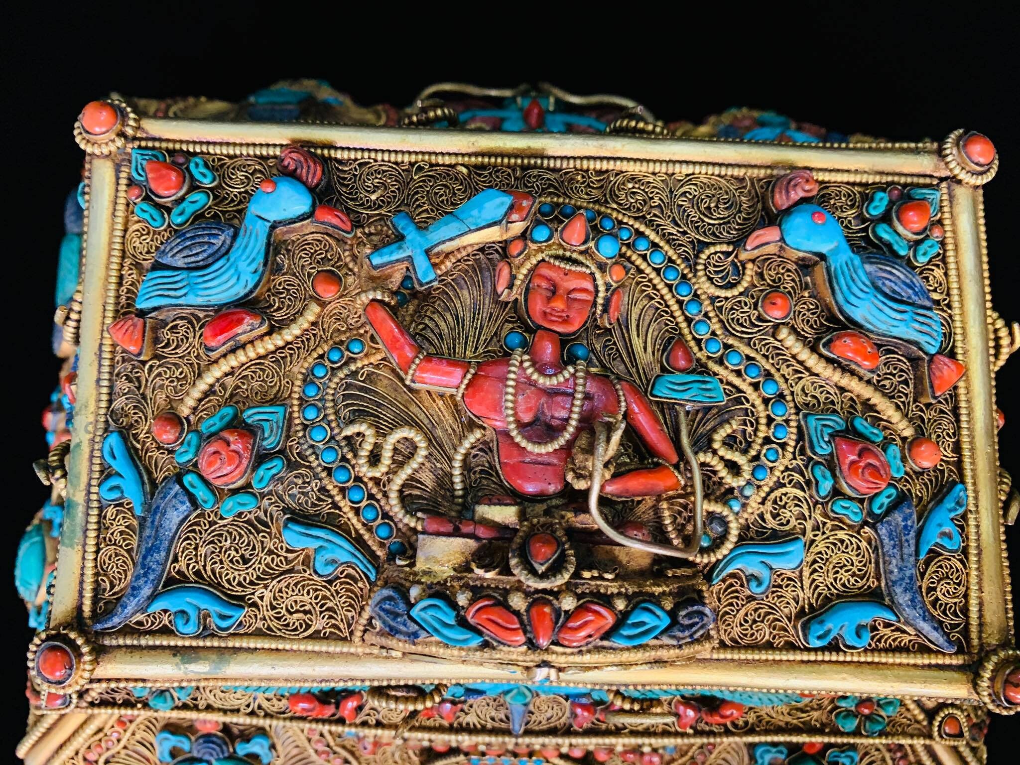 Masterpiece Nepal Jewelry Treasure Box With Gem Inlay - Etsy