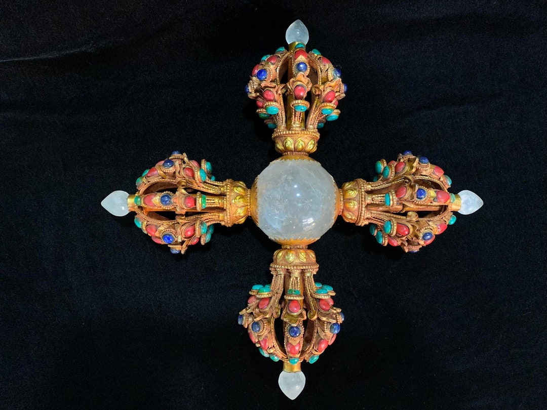 Gilt Crystal Double Vajra With Semi-precious Stonework - Etsy