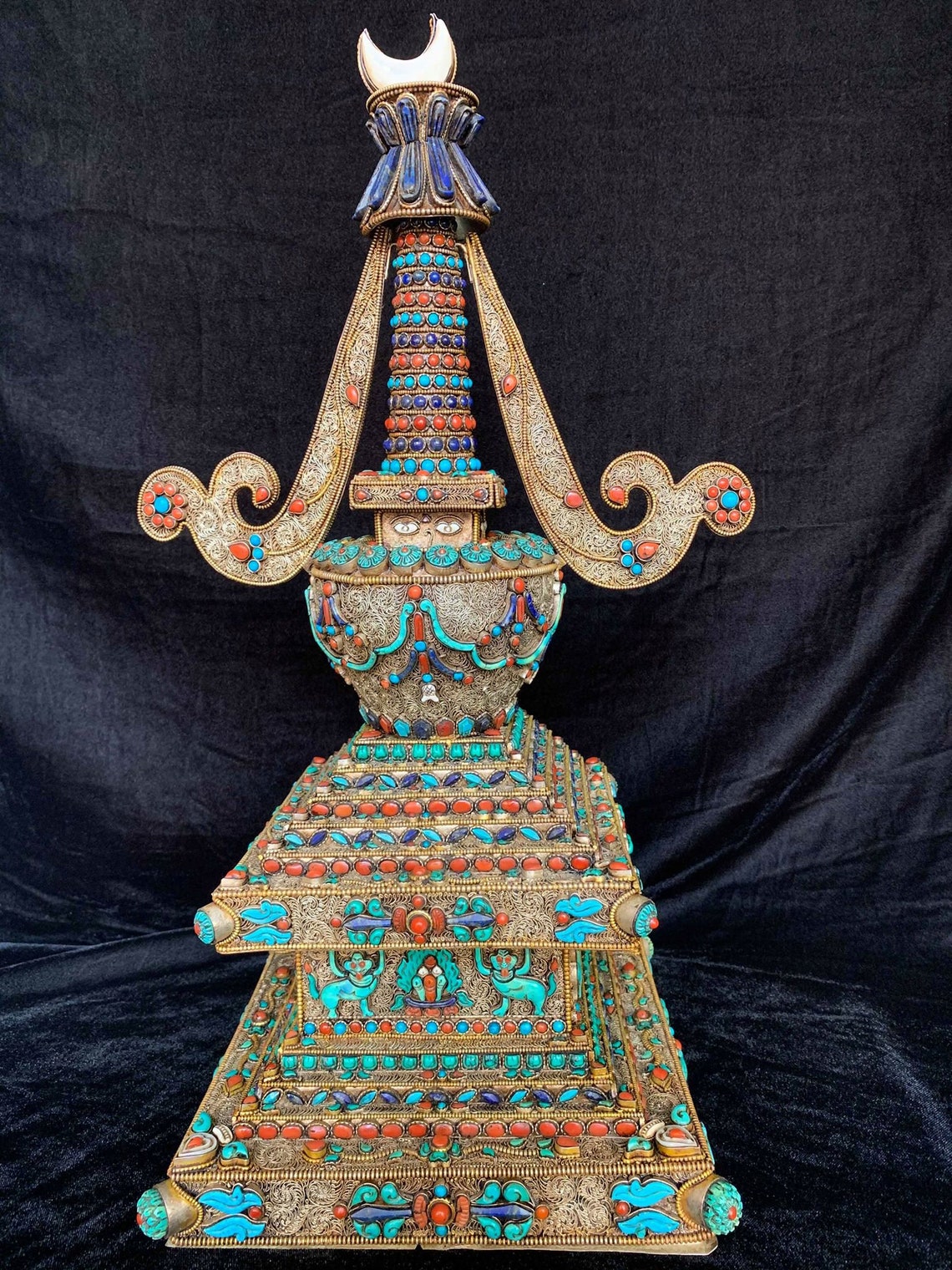 Masterpiece Nepali Buddha Stupa Pagoda Tower with Inlay of | Etsy