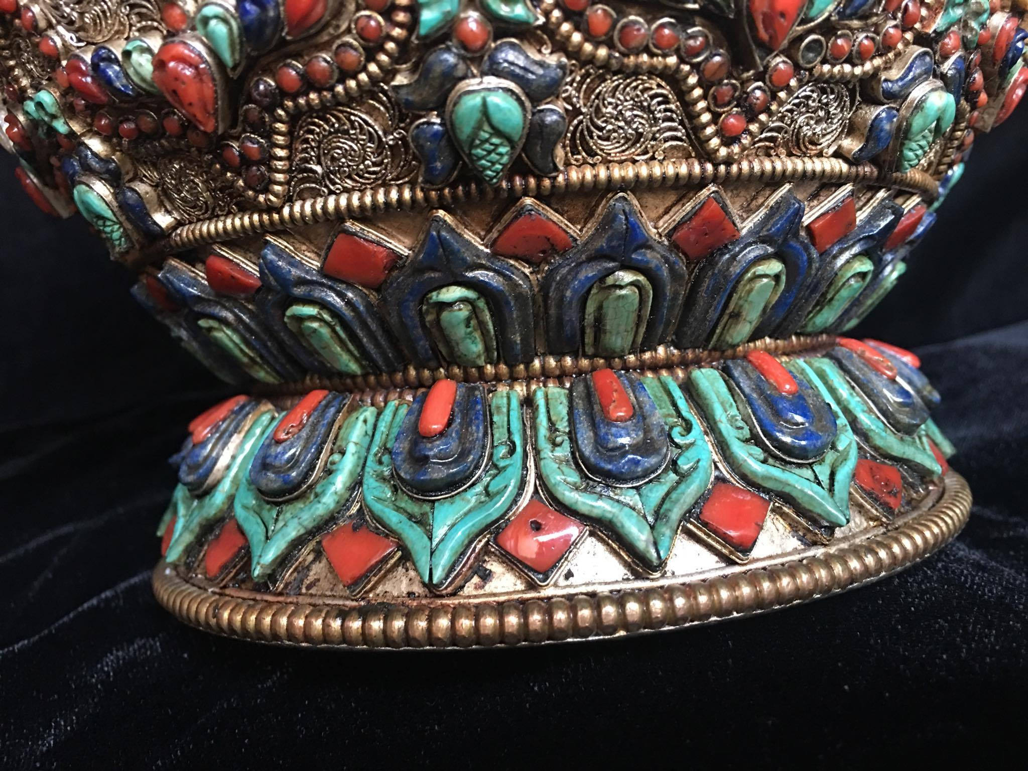 Masterpiece Pure Silver Gulpa Offering/storage Jar Crafted With Gem ...