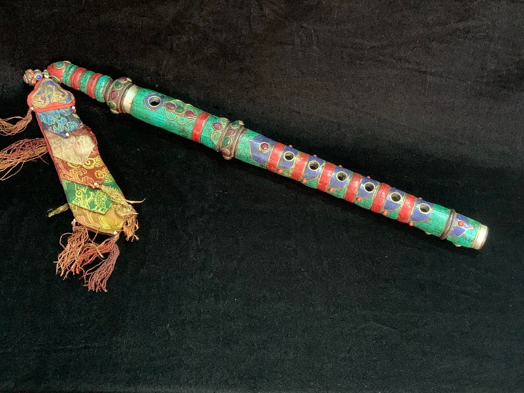 Nepal Traditional Gem Inlaid Music Flute - Etsy