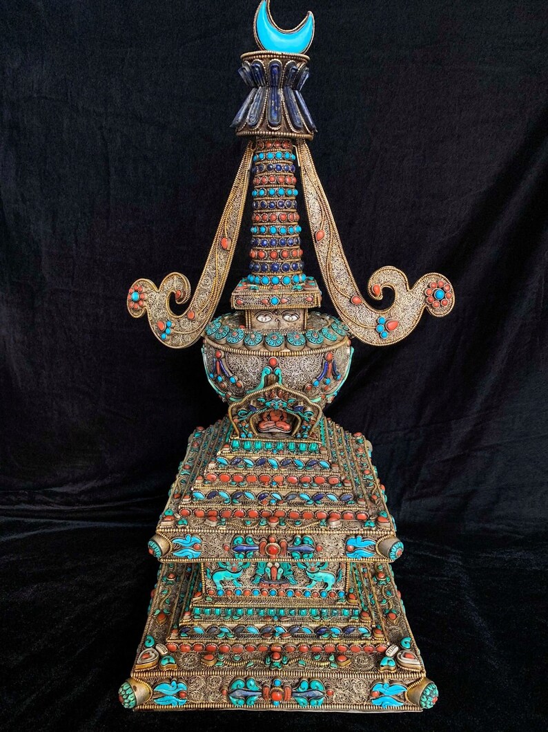 Masterpiece Nepali Buddha Stupa Pagoda Tower with Inlay of | Etsy