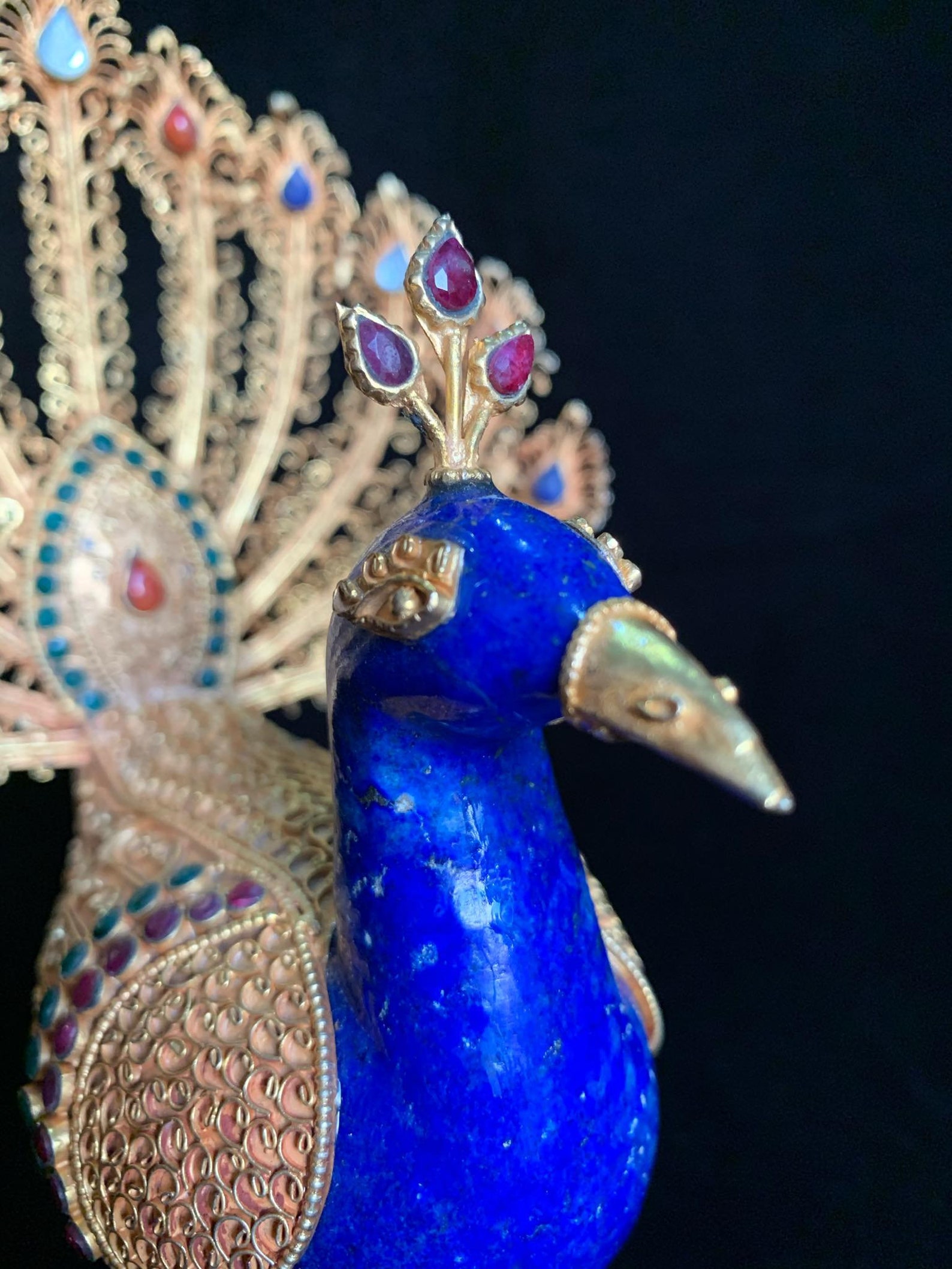 Nepali Gilt Jeweled Lapis Peacock - Etsy