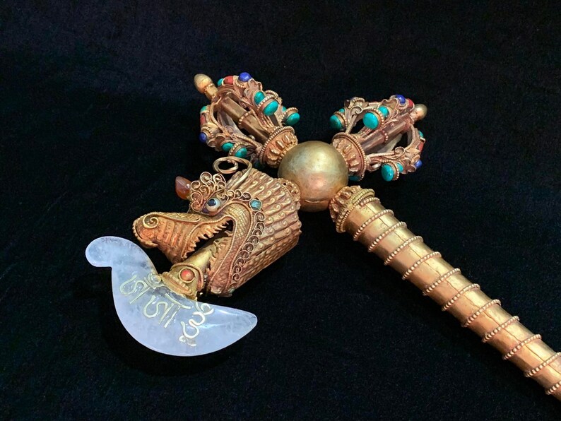 Tibetan Jeweled Buddhist Double-vajra Dragon Kartika Knife Axe - Etsy