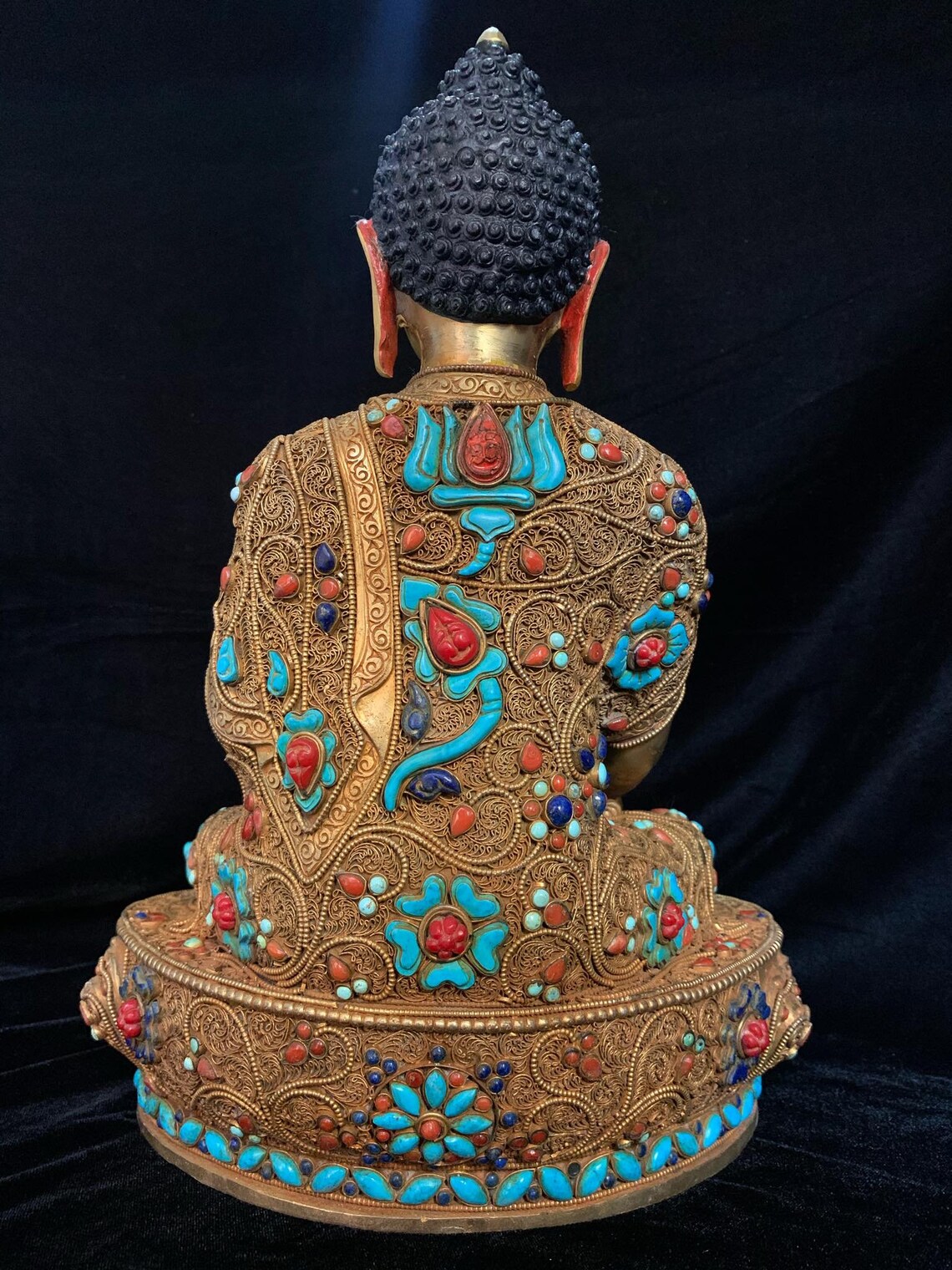 Nepali Gilt Copper Shakyamuni Buddha Statue With Gem Inlay | Etsy