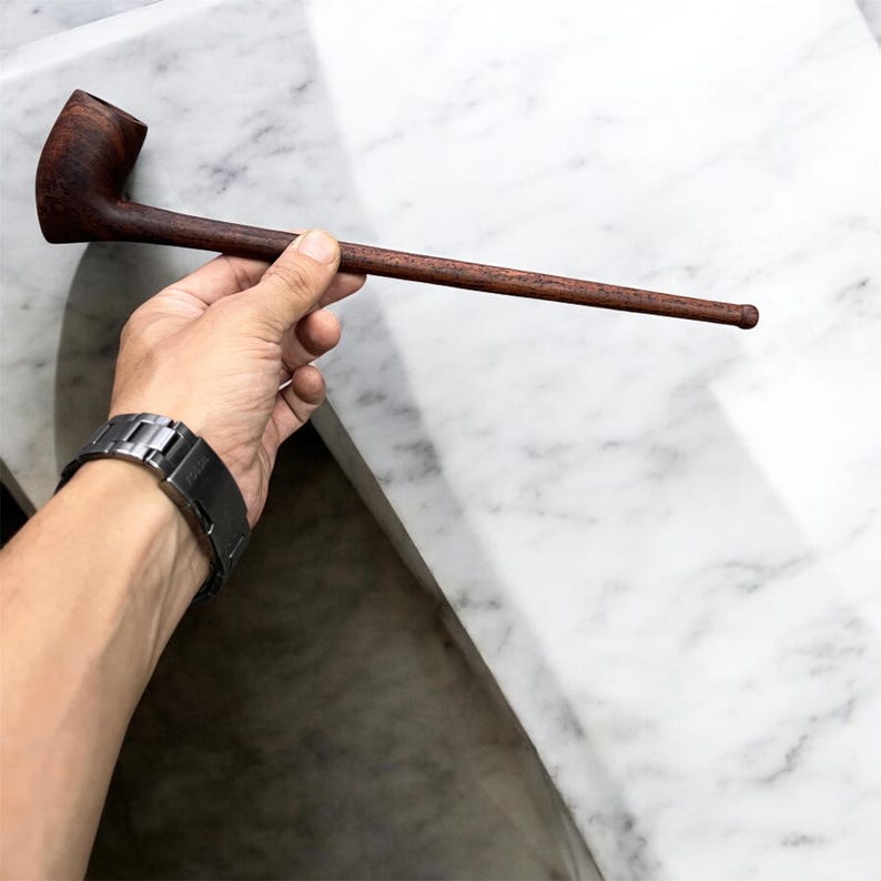 Hand Carved Churchwarden Tobacco Pipe: 12-inch Long Stem, Rosewood - Etsy