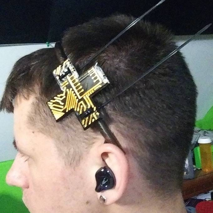 X Shaped Motherboard Circiutry Detailed Zip Tie Attaching Headband ...