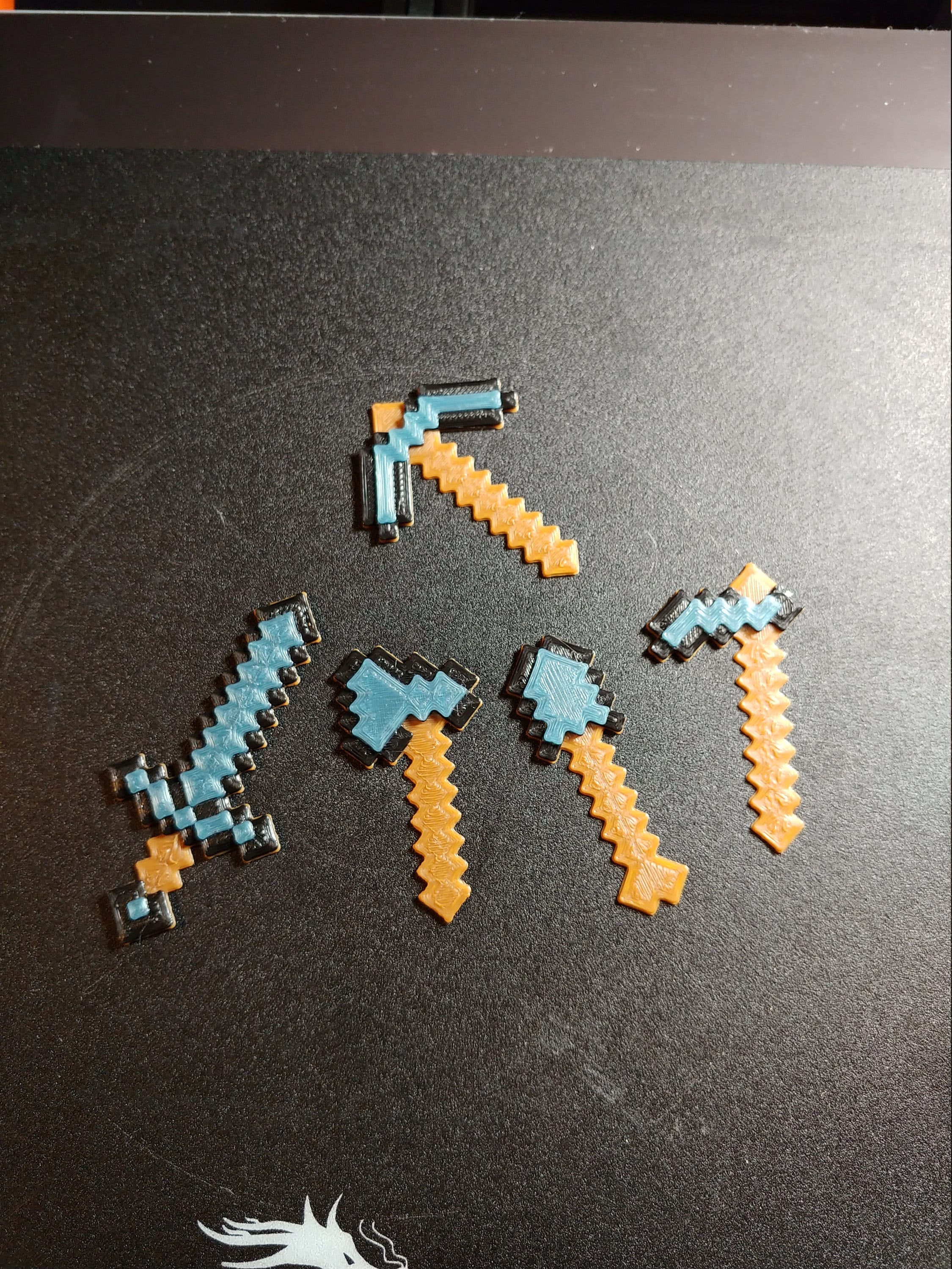 3D Printed Mini Minecraft Tool Pins and Magnets: Sword Pickaxe Axe ...