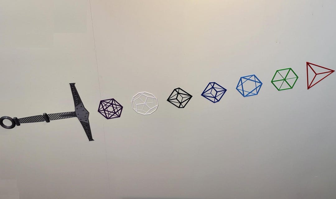 DND Dice, Platonic Solids, Dungeons and Dragons Themed Dice Sword Wall ...