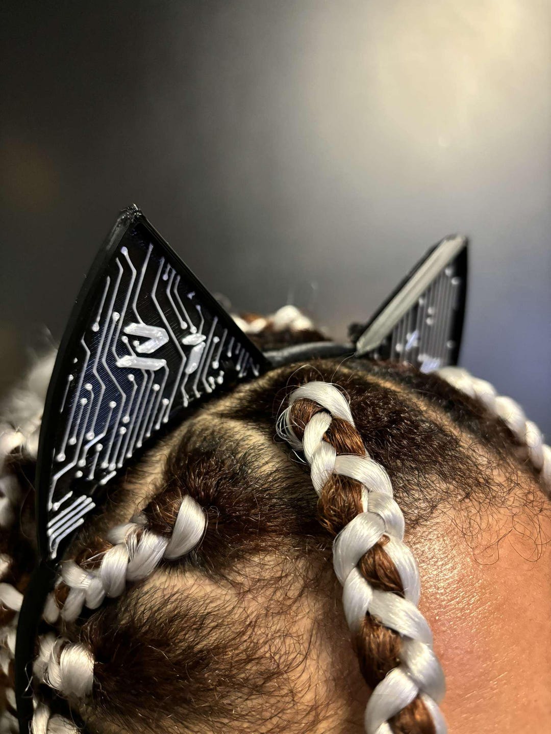 Customized 3D Printed Zip Tie Cat Ears. Wired Motherboard Cyberpunk ...