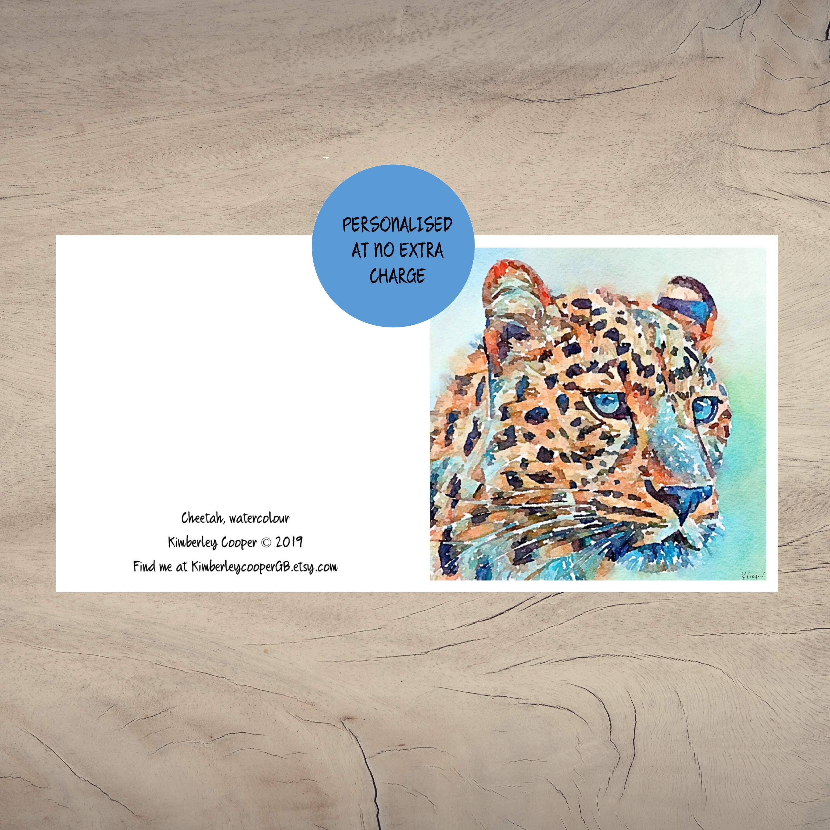 Handcrafted Cheetah Card From Original Mixed Media Signed | Etsy UK