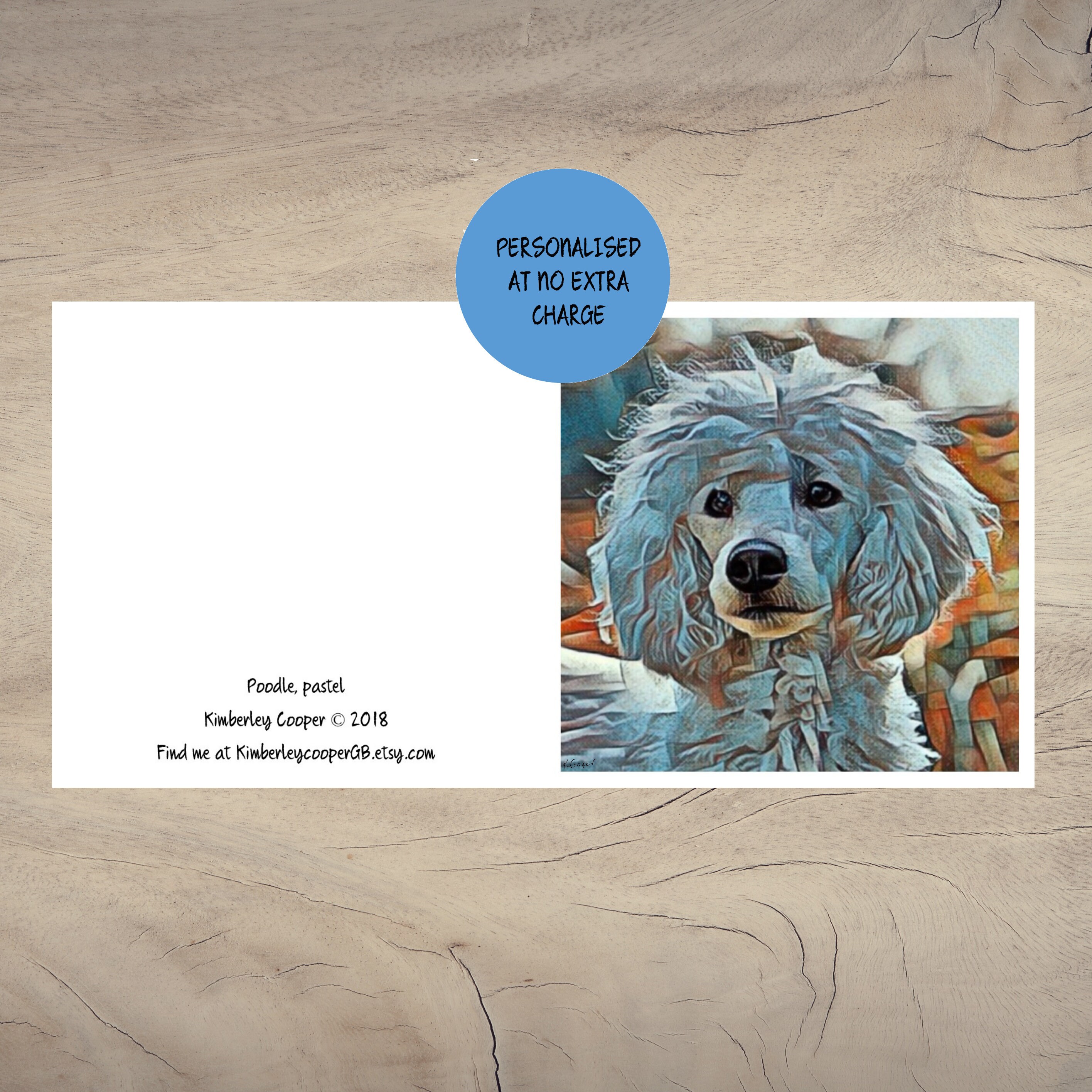 Handcrafted Poodle card from original watercolour and pastel | Etsy