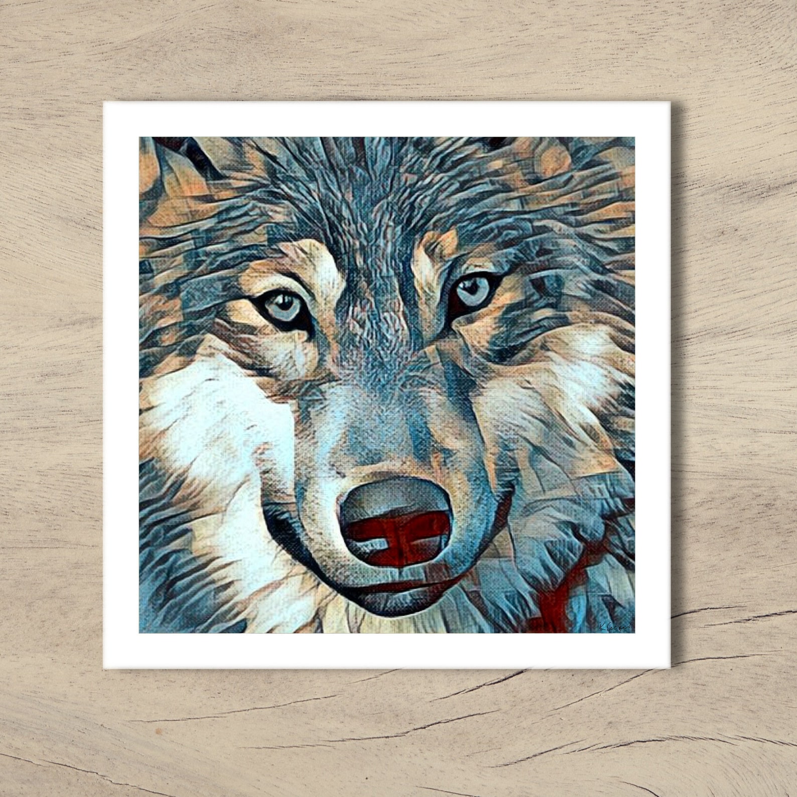 Handcrafted Wolf card from original pastel and watercolour | Etsy