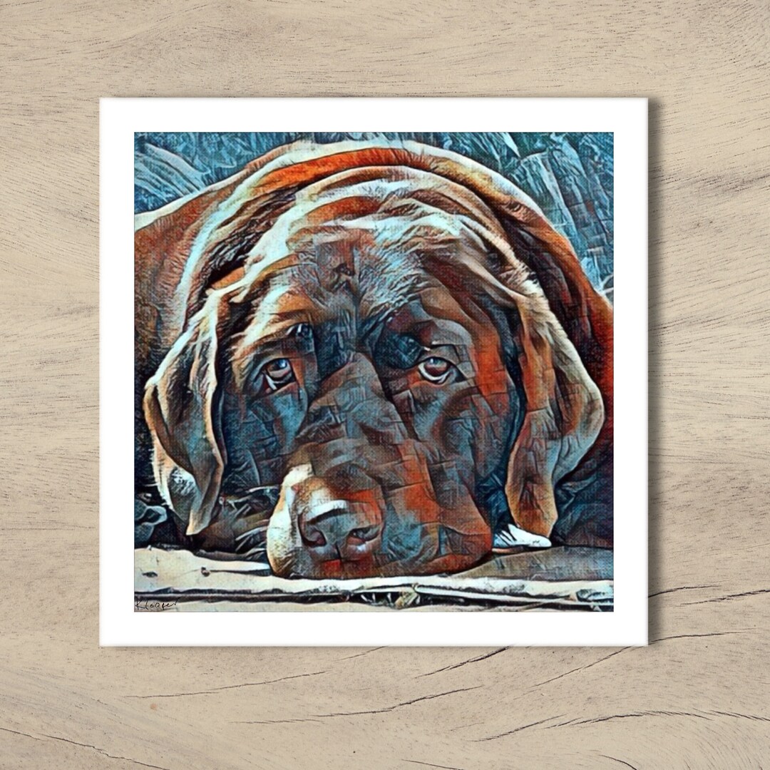 Handcrafted Chocolate Labrador Card From Original Mixed Media - Etsy
