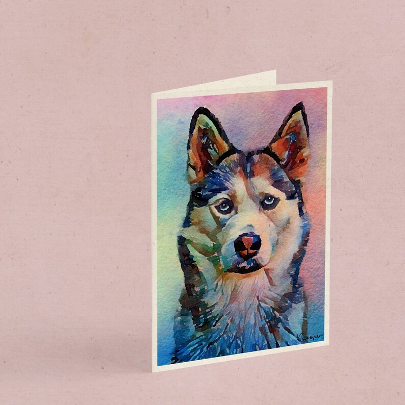 Handcrafted Siberian Husky Card From Original Signed Artwork - Etsy UK