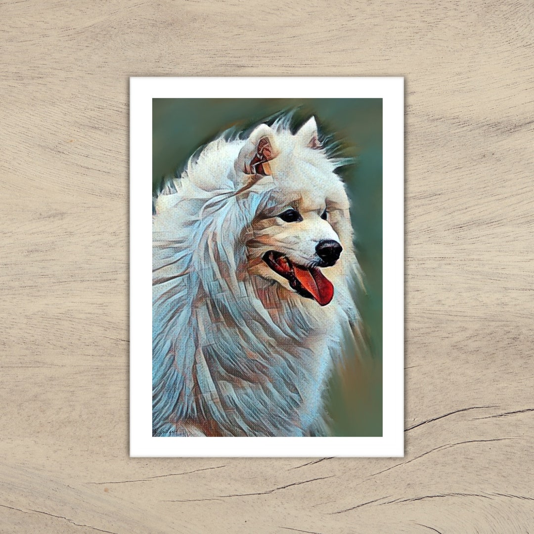 Handcrafted Samoyed Card From Original Mixed Media Signed Artwork by ...