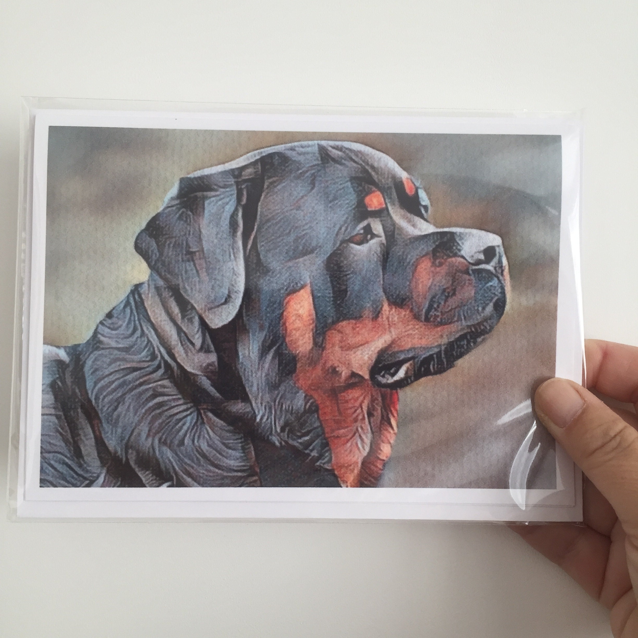 Handcrafted Rottweiler Card From Original Mixed Media Signed - Etsy ...